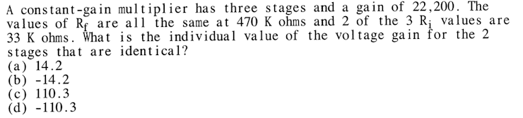 Solved A constant-gain multiplier has three stages and a | Chegg.com