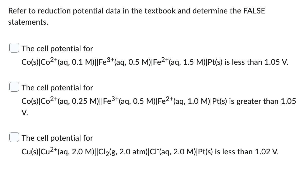Solved Refer to reduction potential data in the textbook and | Chegg.com