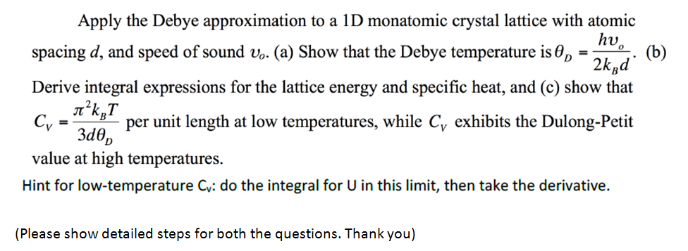 Solved Determine an expression for Debye Temperature | Chegg.com