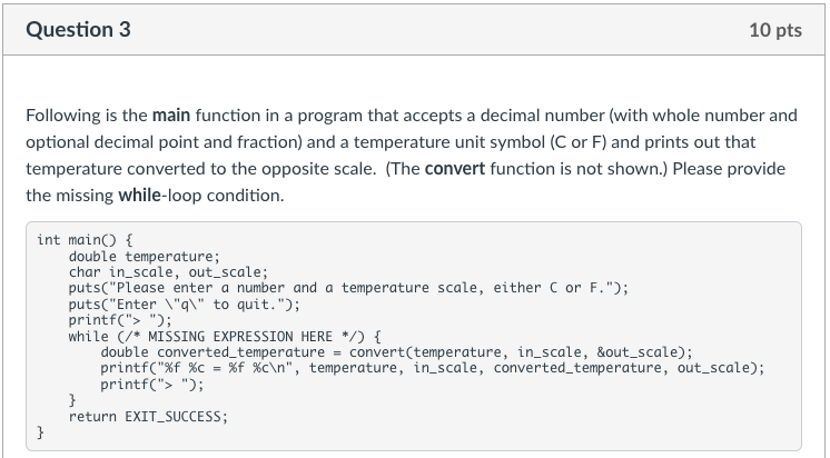 Solved Following is the main function in a program that | Chegg.com