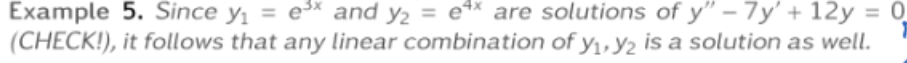 Solved Example 5. Since y1=e3x and y2=e4x are solutions of | Chegg.com