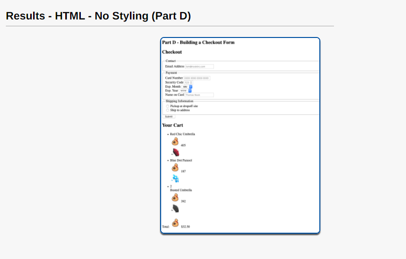 Solved Part D-A Flexbox Checkout Form Write the necessary | Chegg.com