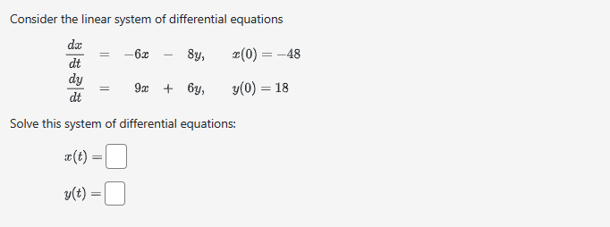 Solved Consider the linear system of differential equations | Chegg.com