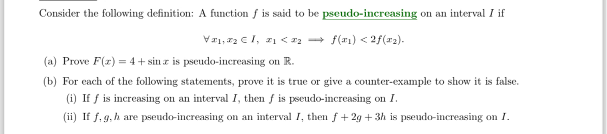 Solved Consider the following definition: A function f ﻿is | Chegg.com