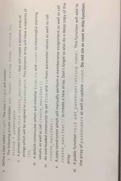 Solved e. Define a class called Flight. The class Flight | Chegg.com