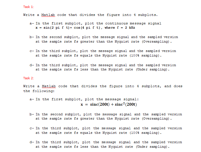 Solved Task 1 Write A Matlab Code That Divides The Figure 