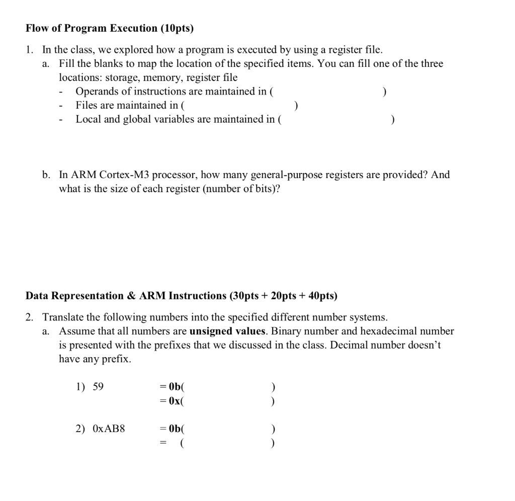 Solved Flow Program Execution 10pts 1 Class Explored Program Executed Using Register File