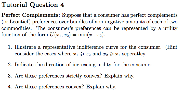 Solved Tutorial Question 4 Perfect Complements: Suppose that | Chegg.com