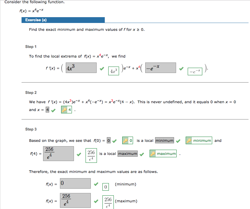 Solved Consider the following function. (x) xex Exercise (a) | Chegg.com