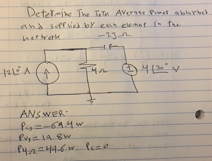 Solved Determine The ToTal Average Power absorbed and | Chegg.com Solved Determine The ToTal Average Power absorbed and | Chegg.com