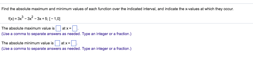 Solved Find the absolute maximum and minimum values of each | Chegg.com