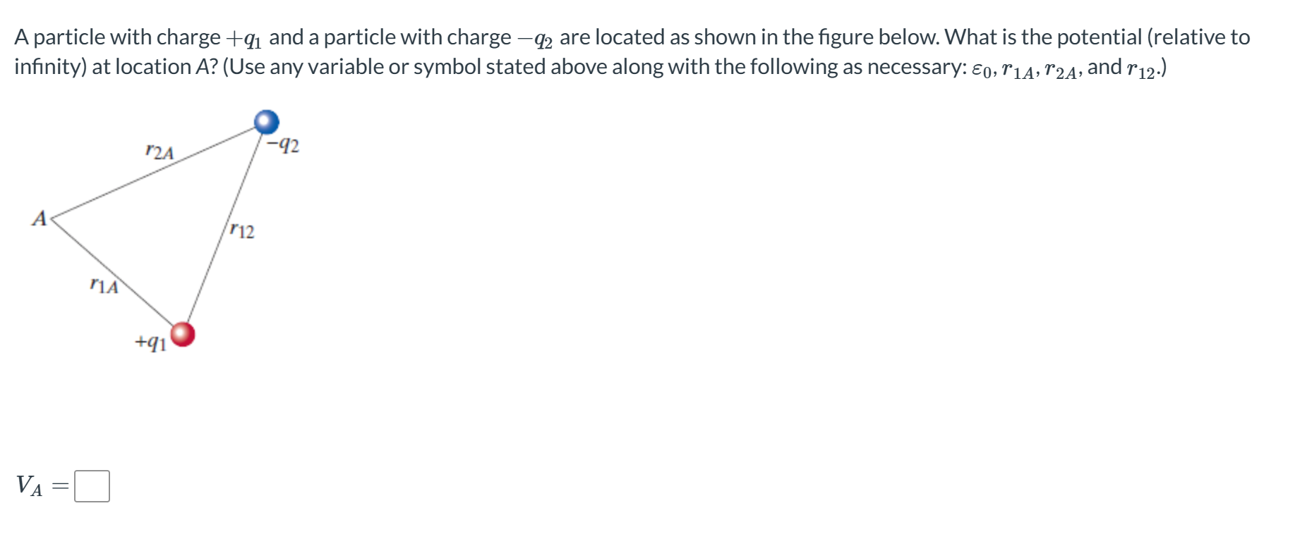 Solved A particle with charge +q1 and a particle with charge | Chegg.com
