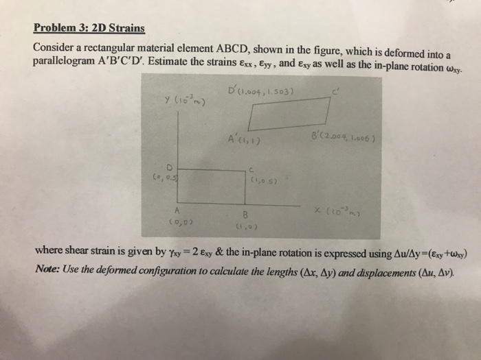 Solved Problem 3: 2D Strains Consider a rectangular material | Chegg.com
