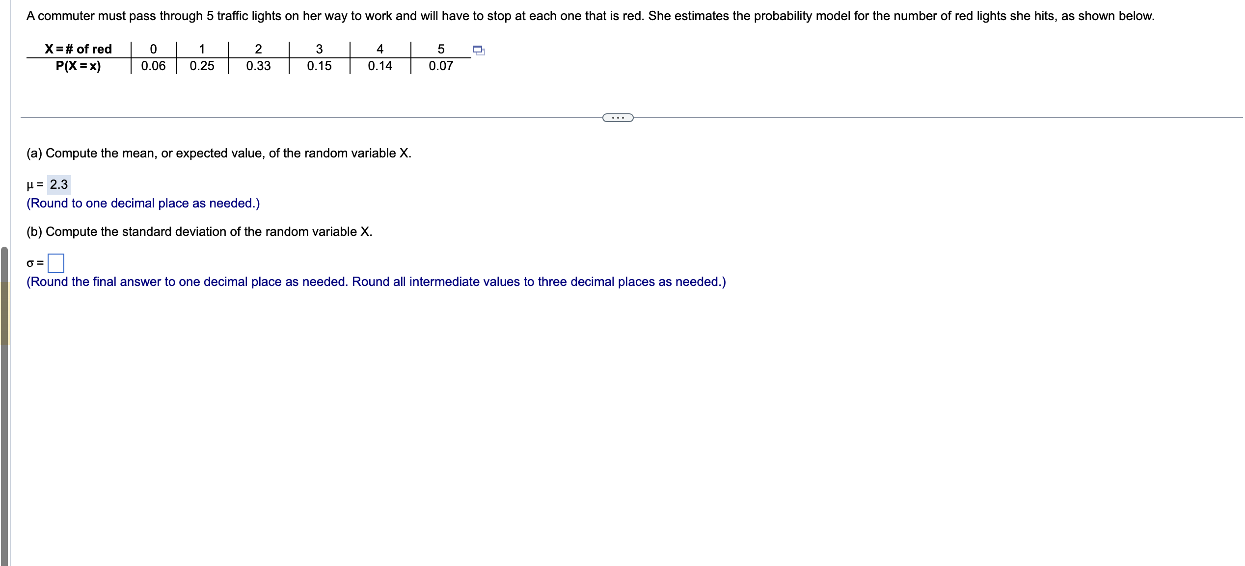 Solved (a) Compute the mean, or expected value, of the | Chegg.com
