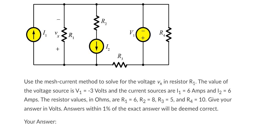 Solved Use the mesh-current method to solve for the voltage | Chegg.com