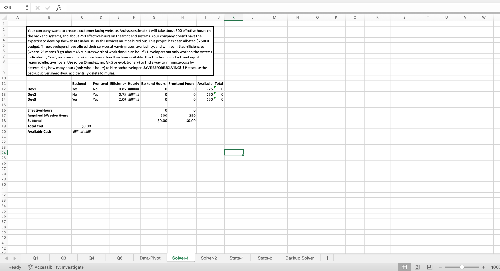 Solved 8) Complete the optimization problem on the worksheet | Chegg.com