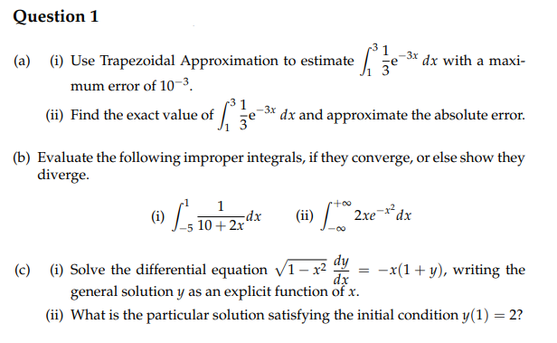 Solved (a) (i) Use Trapezoidal Approximation to estimate | Chegg.com