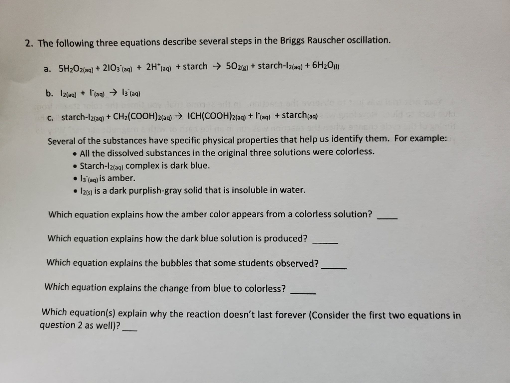 Solved 2. The following three equations describe several | Chegg.com