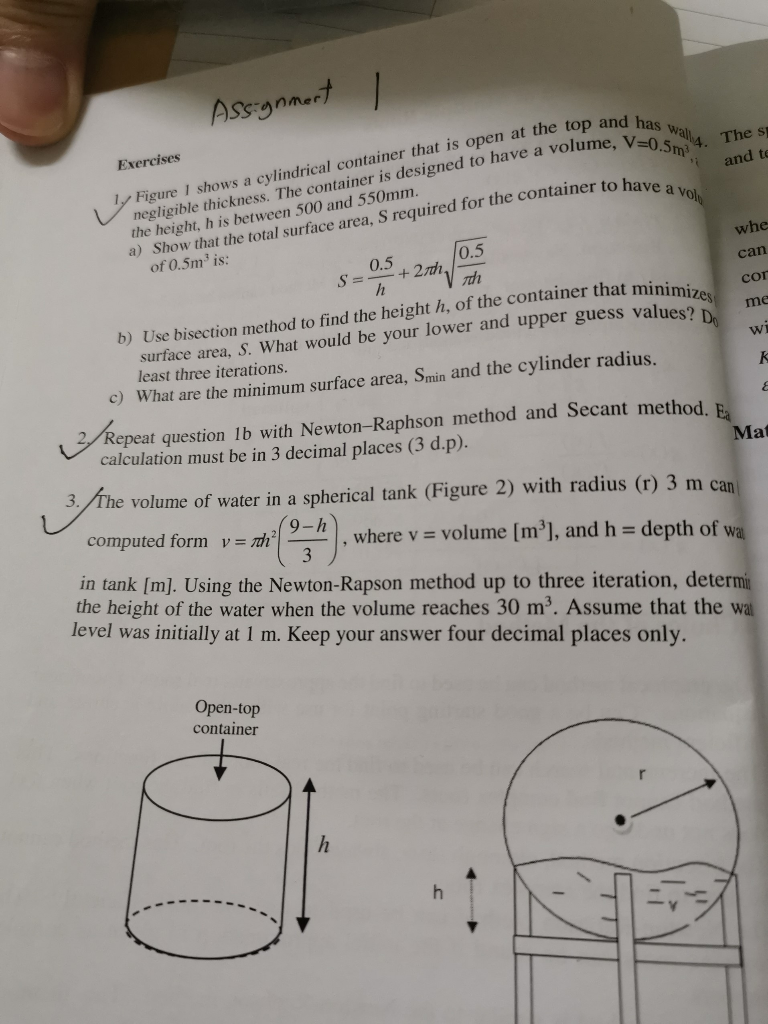 Solved 1/ Figure I shows a cylindrical container that is | Chegg.com
