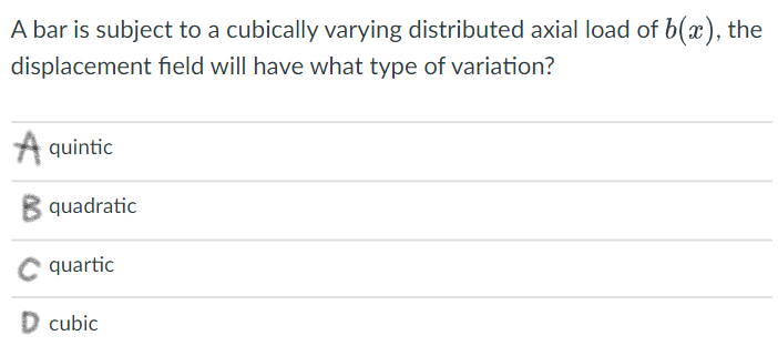 Solved A bar is subject to a cubically varying distributed | Chegg.com