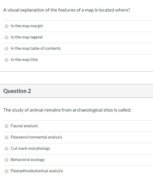 Solved A visual explanation of the features of a map is | Chegg.com
