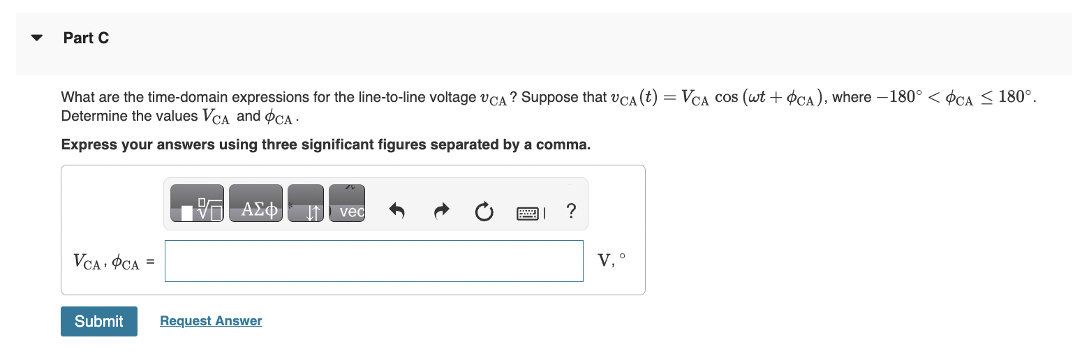 Solved The time-domain expressions for three line-to-neutral | Chegg.com