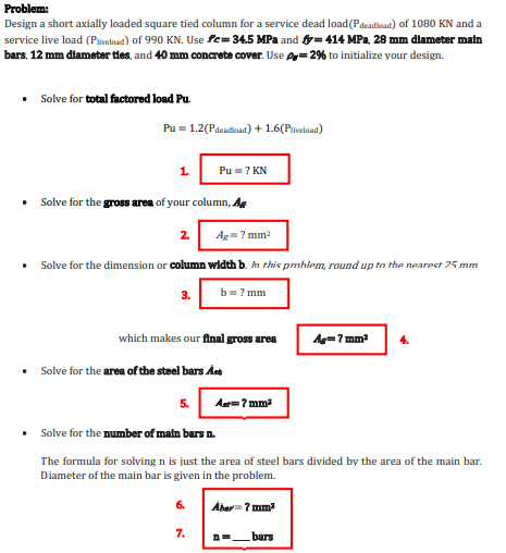 Solved Problem: Design a short axially loaded square tied | Chegg.com
