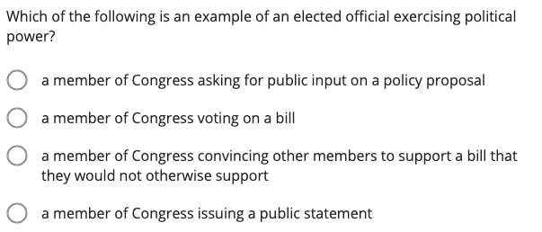 Solved Which of the following is an example of an elected | Chegg.com