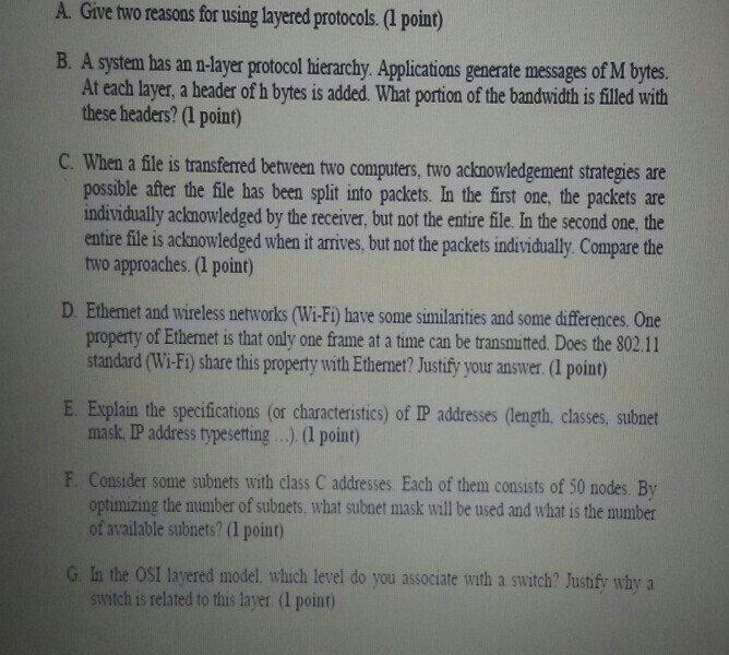 Solved A. Givetwo reasons for using layered protocols. (I | Chegg.com