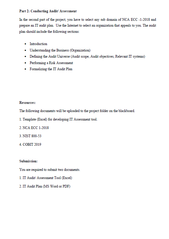 Solved CPIS 606 - IT AUDIT Project Objectives: - Develop an | Chegg.com