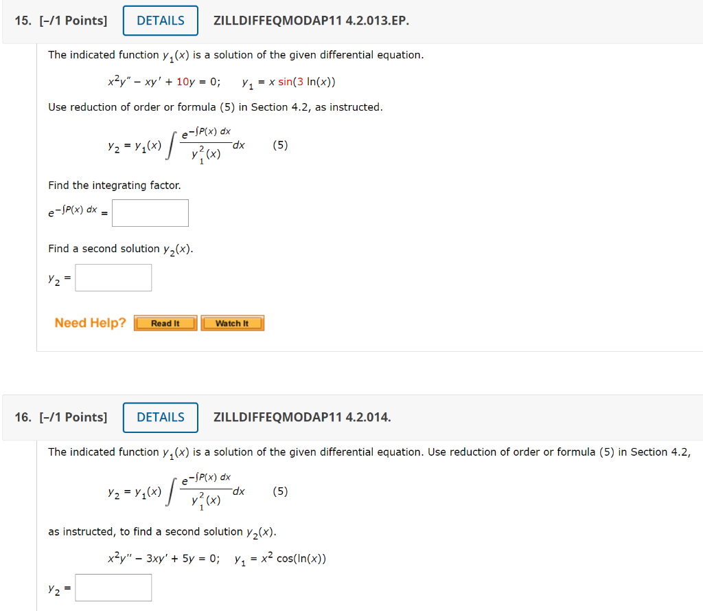 Solved 15. [-/1 Points] ZILLDIFFEQMODAP11 4.2.013.EP. The | Chegg.com