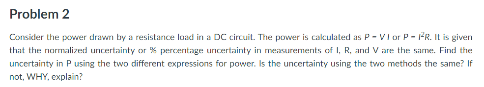 Solved Consider the power drawn by a resistance load in a DC | Chegg.com