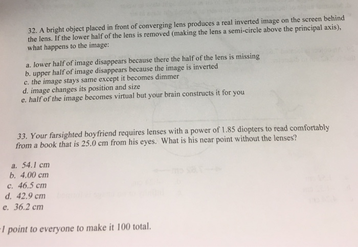 Solved A bright object placed in front of converging lens | Chegg.com