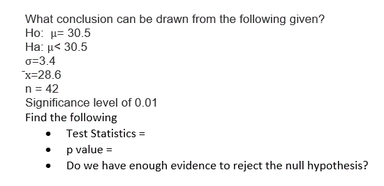 Solved What conclusion can be drawn from the following | Chegg.com