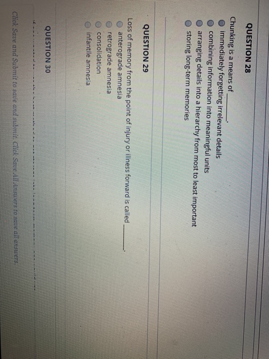 Solved QUESTION 28 Chunking is a means of O immediately | Chegg.com
