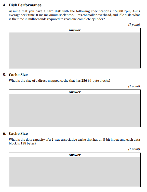 Solved 4. ﻿Disk Performance Assume that you have a hard disk | Chegg.com