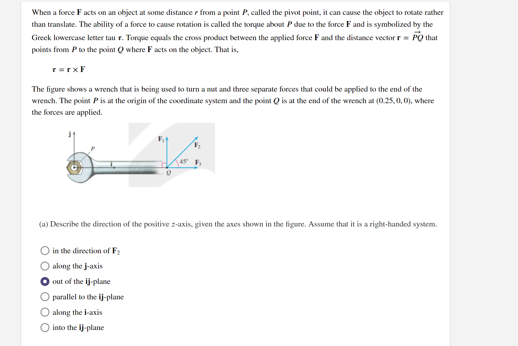 Solved When a force F acts on an object at some distance r | Chegg.com