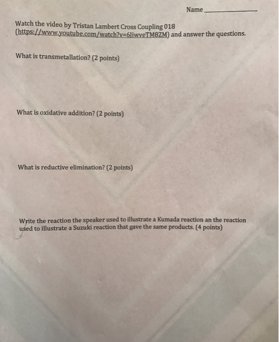 Solved What is transmetallation? What is oxidative | Chegg.com