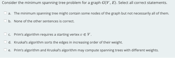 Solved Consider the minimum spanning tree problem for a | Chegg.com