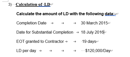 Solved 3) Calculation of LD Calculate the amount of | Chegg.com