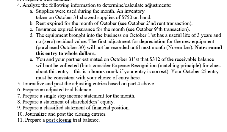 Solved 4. Analyze the following information to | Chegg.com