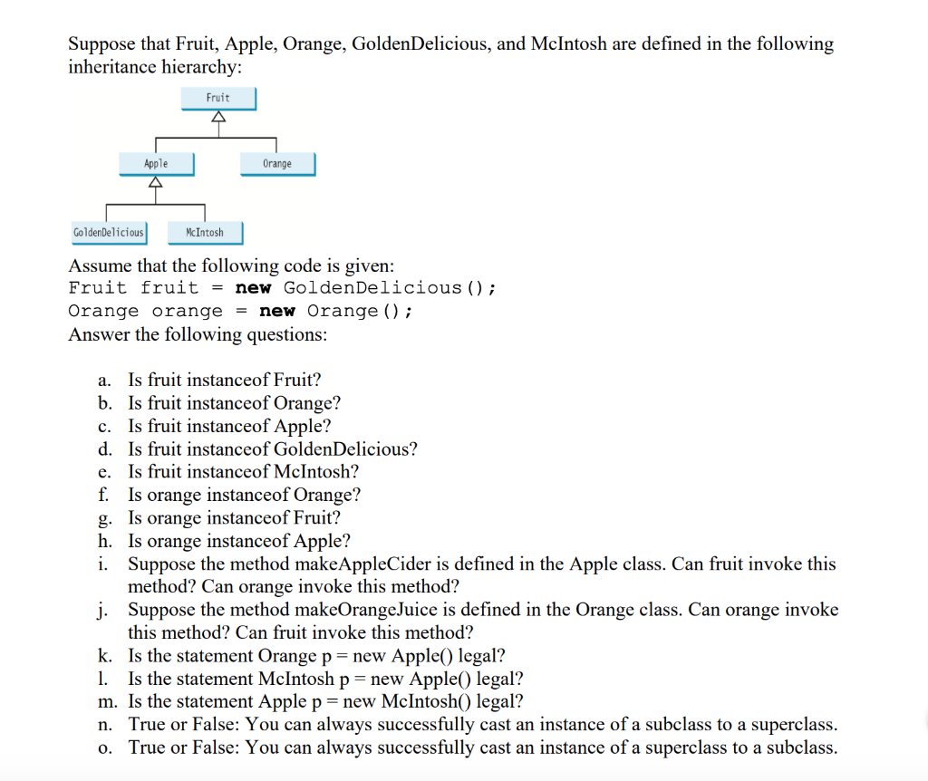 Suppose that Fruit, Apple, Orange, Golden Delicious, | Chegg.com