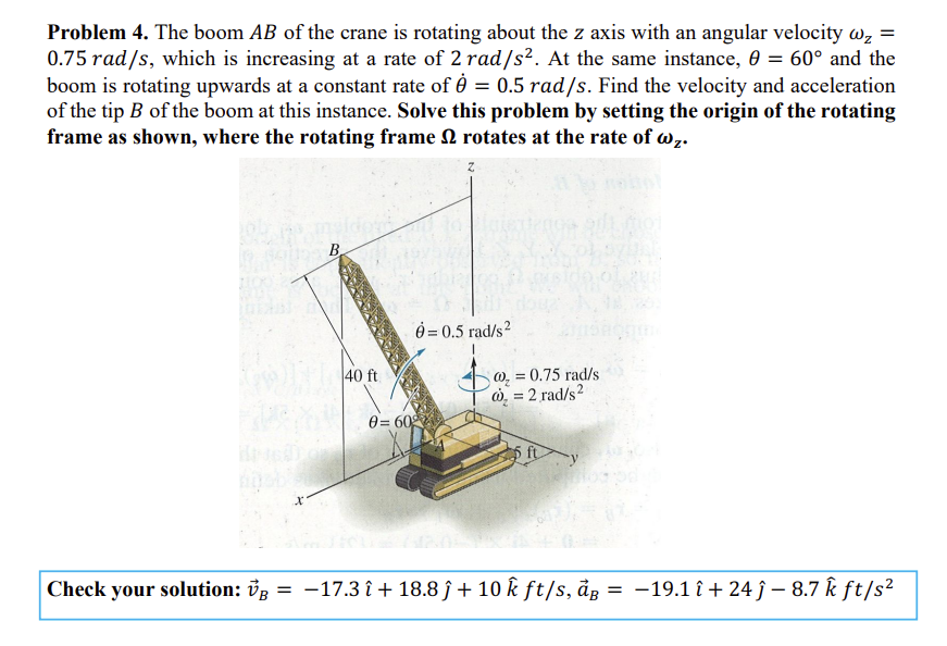 Solved Problem 4. The boom AB of the crane is rotating about | Chegg.com