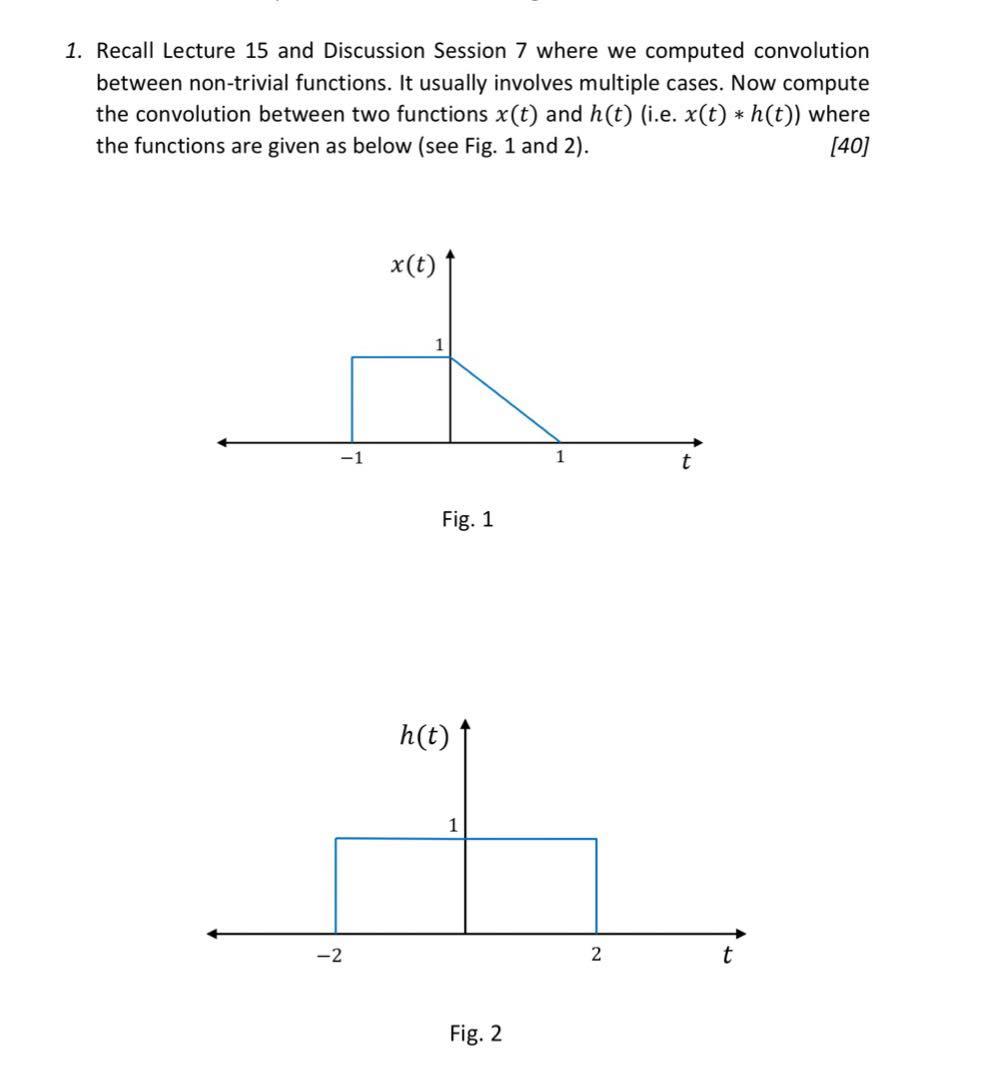 Solved 1. Recall Lecture 15 and Discussion Session 7 where | Chegg.com