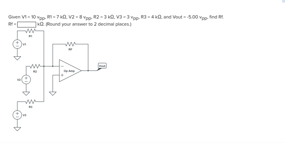 Solved Given V1 = 10 Vpp, R1 = 7 KS2, V2 = 8 Vpp, R2 = 3 | Chegg.com