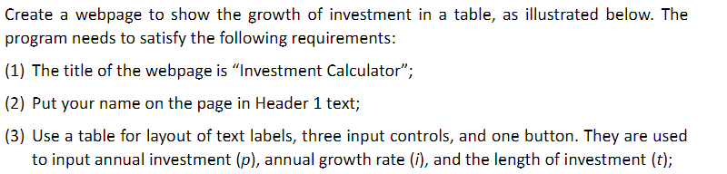 Solved Need help wit HTML AND Javascript. Tables need to | Chegg.com