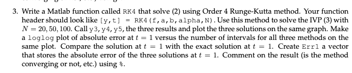 3 Write A Matlab Function Called Rk4 That Solve 2