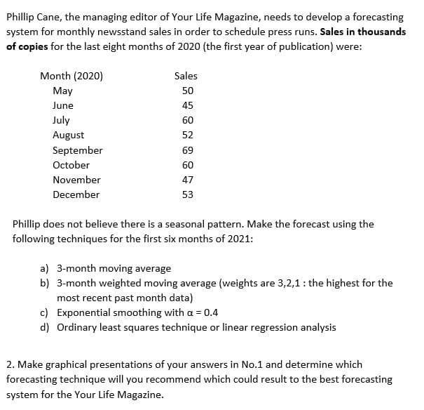 Solved Phillip Cane, the managing editor of Your Life | Chegg.com