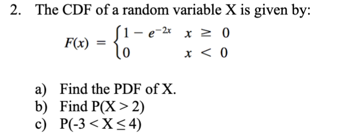 Solved The CDF of a random variable X is given by: | Chegg.com