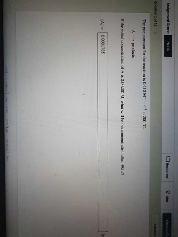 Solved Assignment Score: 78.1% Resources Hint Check Ansa | Chegg.com